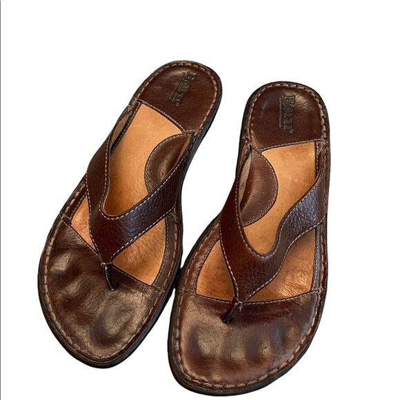 Born | Shoes | Born Brown Leather Flip Flop Flat Thong Slip On Sandals ...